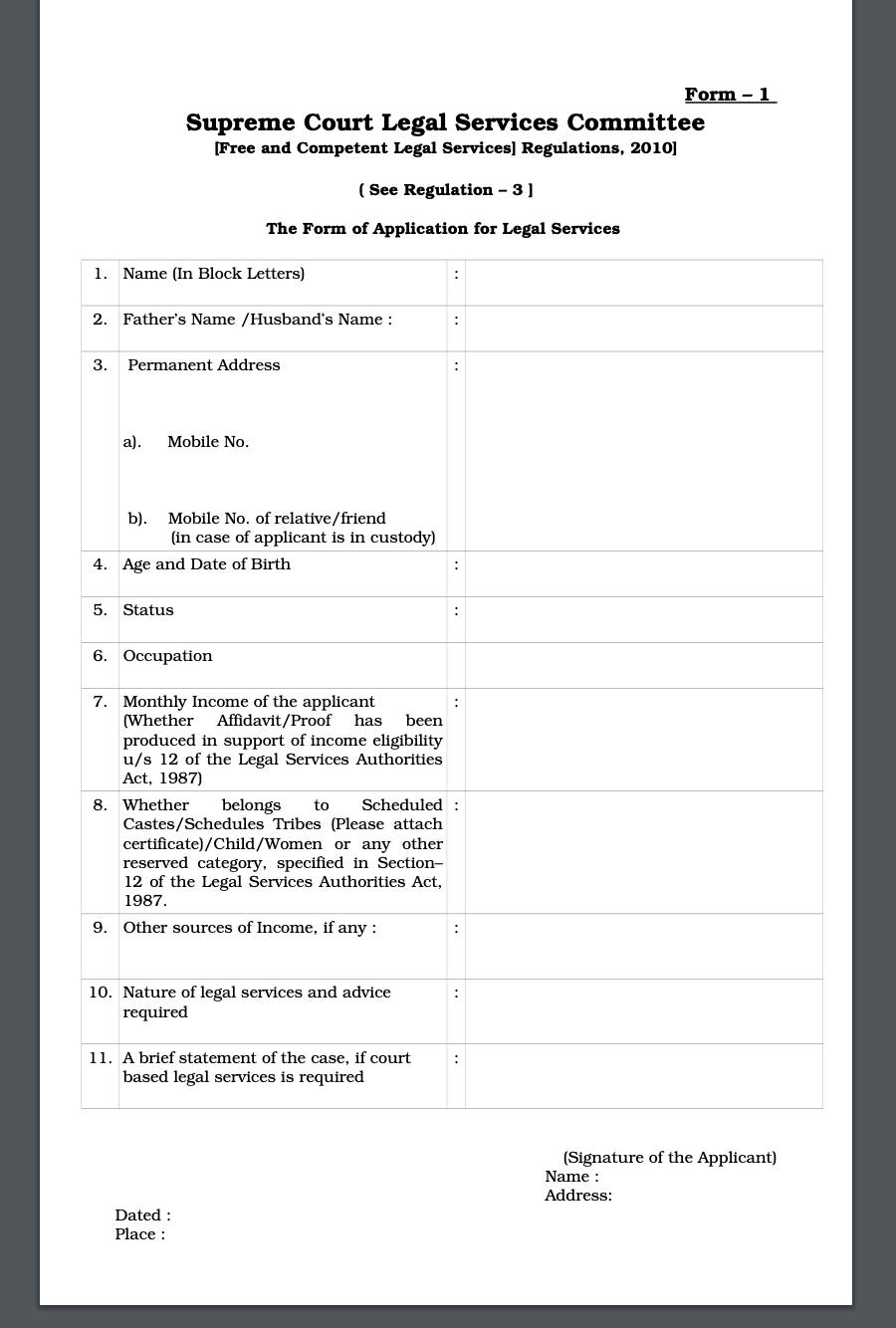 Free Legal Service India: Supreme Court- Book an Appointment