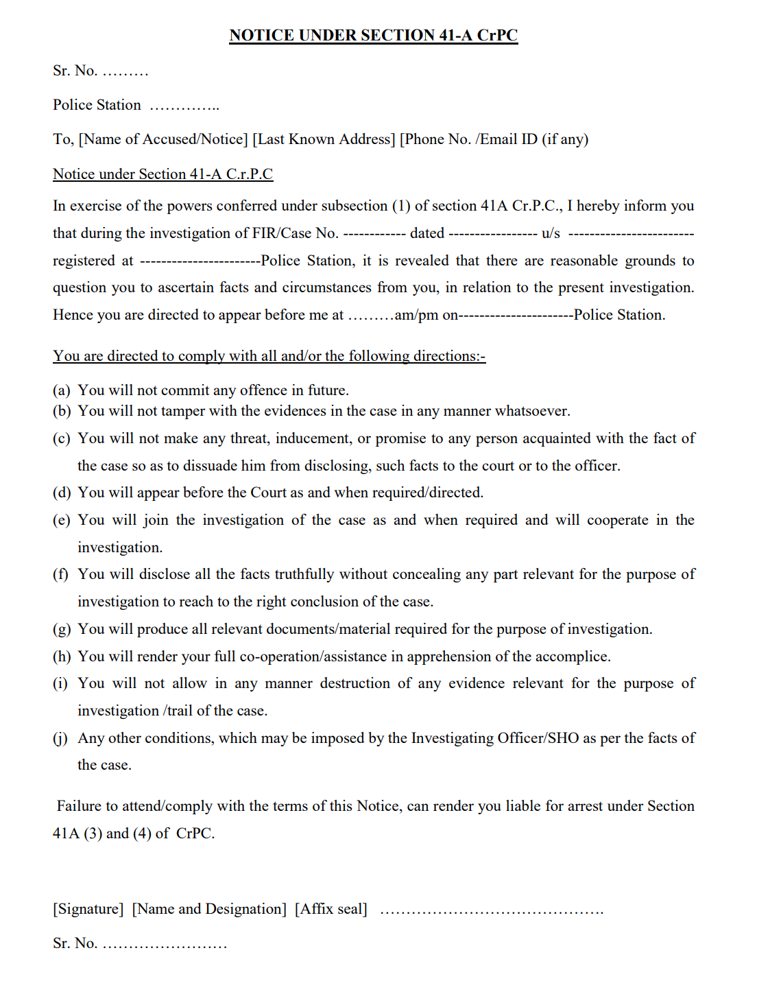 Section 41A: Your Legal Shield Against Arbitrary Arrests in India