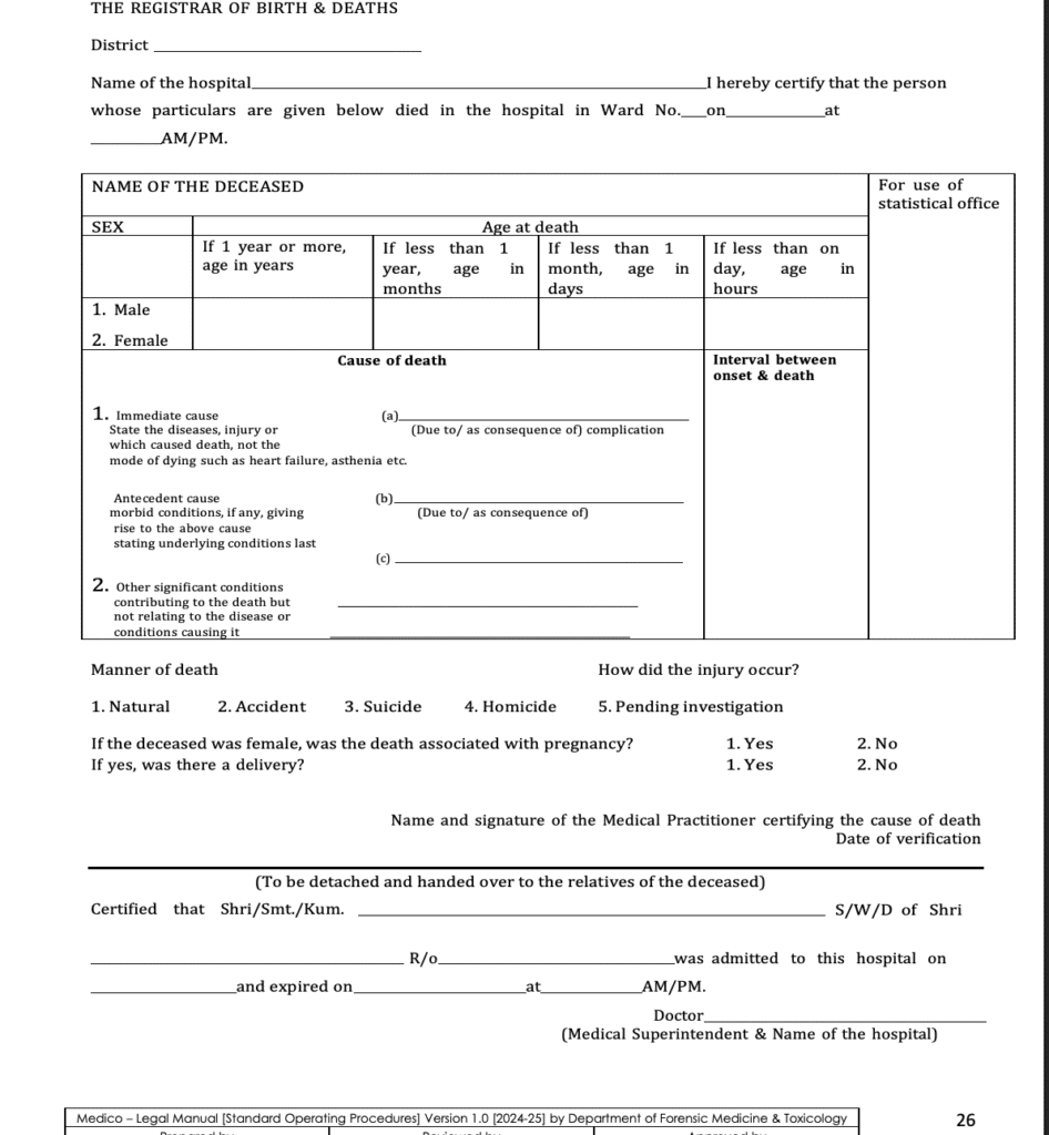 MLC & Post Mortem Procedure: Upon Death in Hospitals